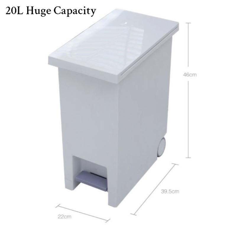20 Litres Dustbin Rubbish Bin with Inbuilt Trash Bag Storage, Furniture ...