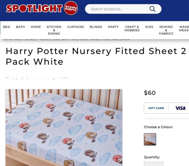 2 Harry Porter fitted cot sheets from Spotlight., Babies & Kids, Baby ...