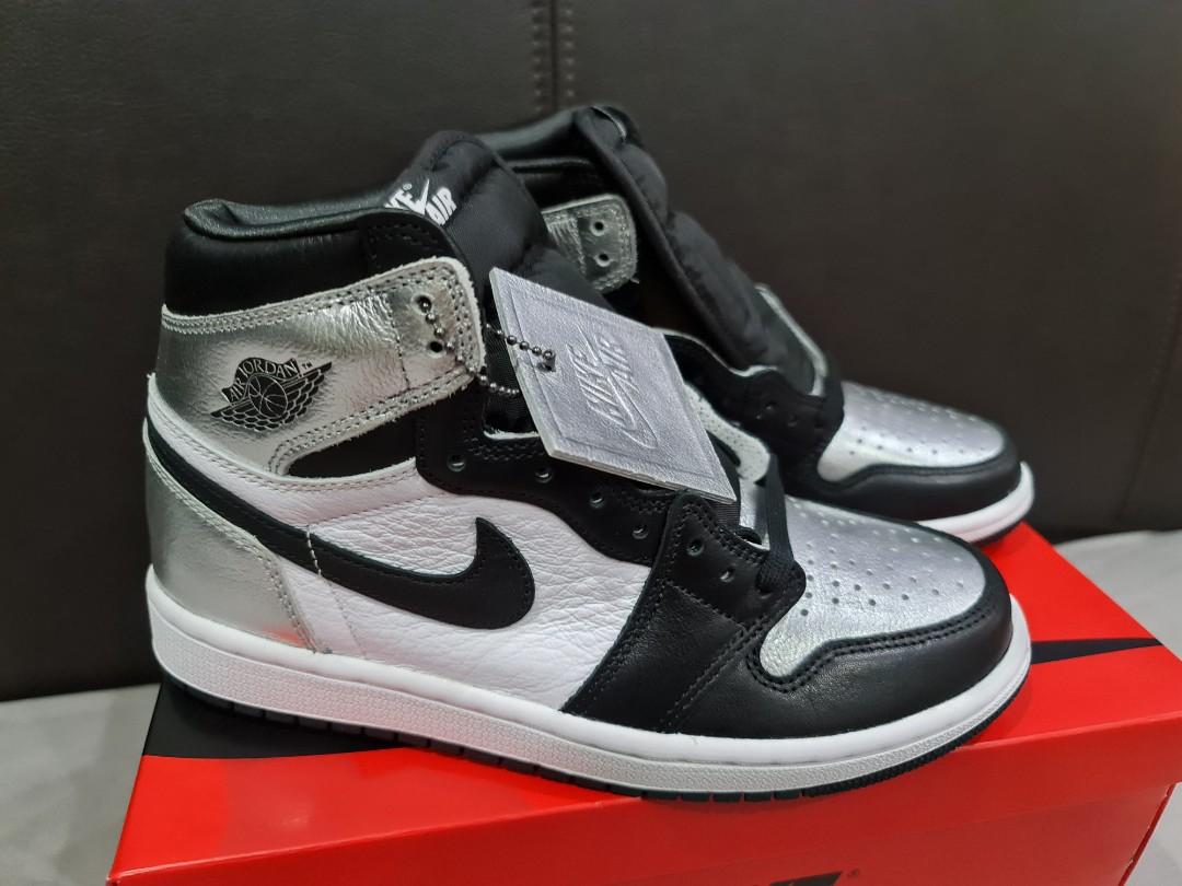Air Jordan 1 High Silver Toe, Women's Fashion, Footwear, Sneakers on ...