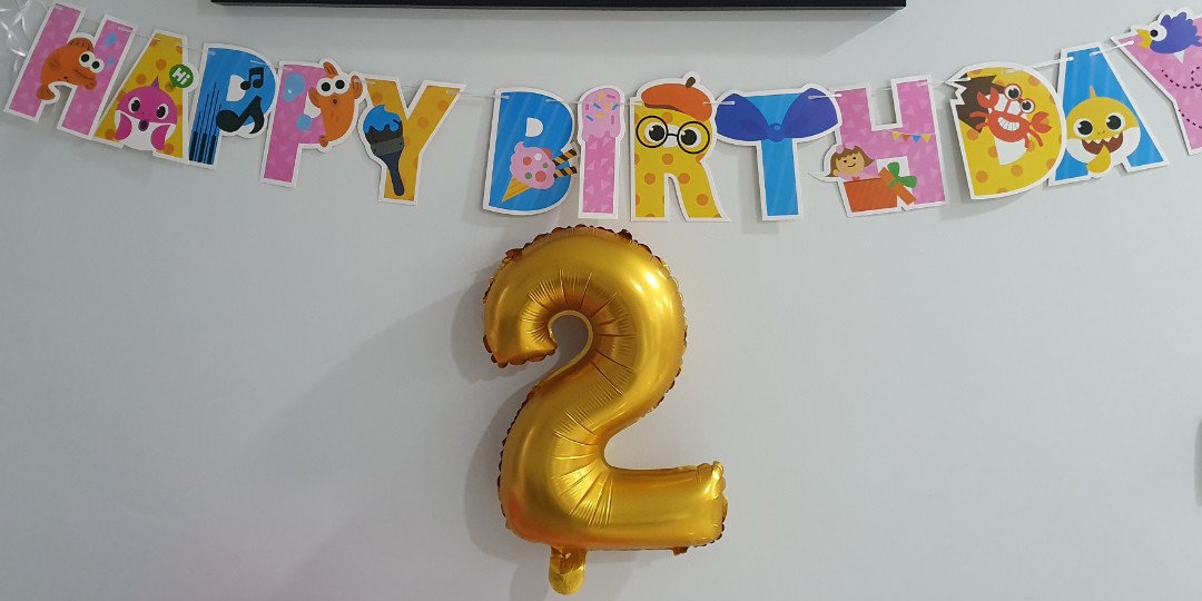 Baby Shark Happy Birthday Flags, Babies & Kids, Babies & Kids Fashion ...