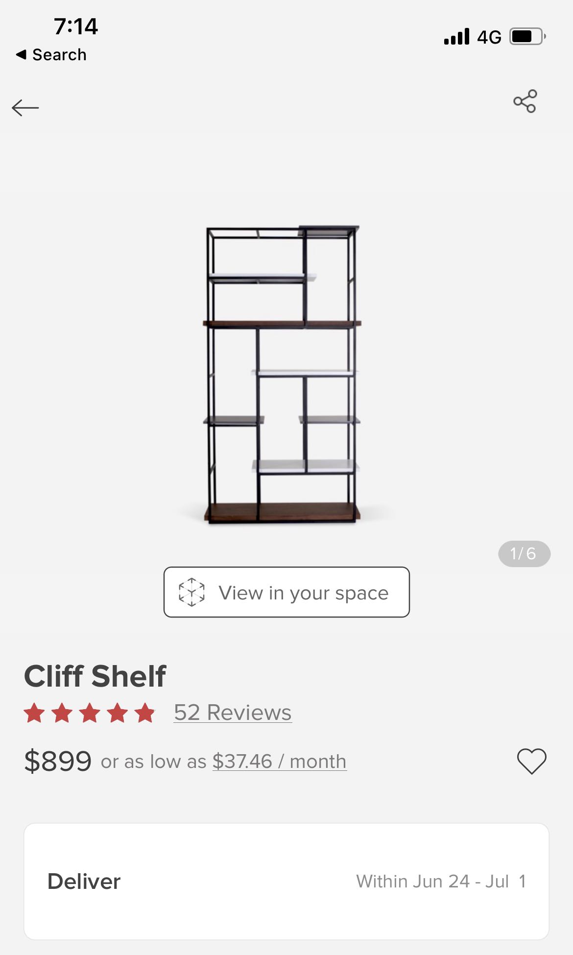 Castlery Cliff Shelf / Book Shelf , Furniture & Home Living, Furniture ...