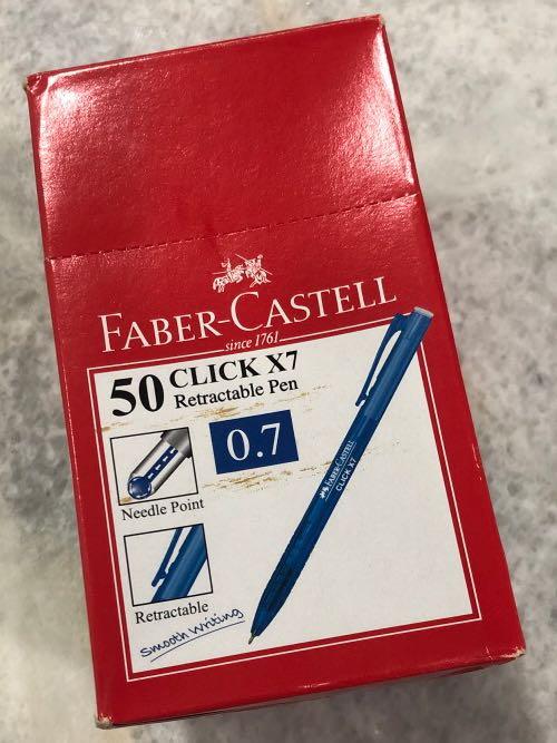 FABER CASTELL Click X7 Retractable Pen 0.7 Blue, Hobbies & Toys ...
