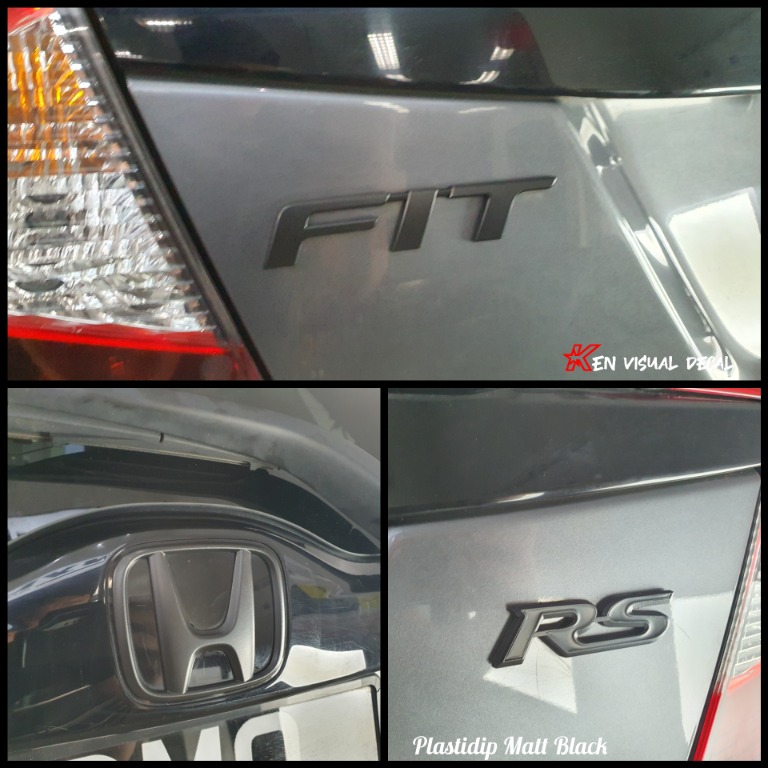 Honda Fit - Rear logo and Emblems plastidip matt black, Car Accessories ...