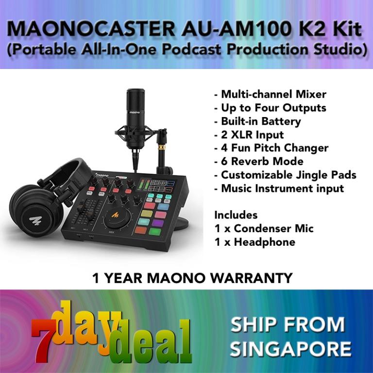 Maono Maonocaster AU-AM100 K2 Kit All-In-One Podcast Production Studio ...