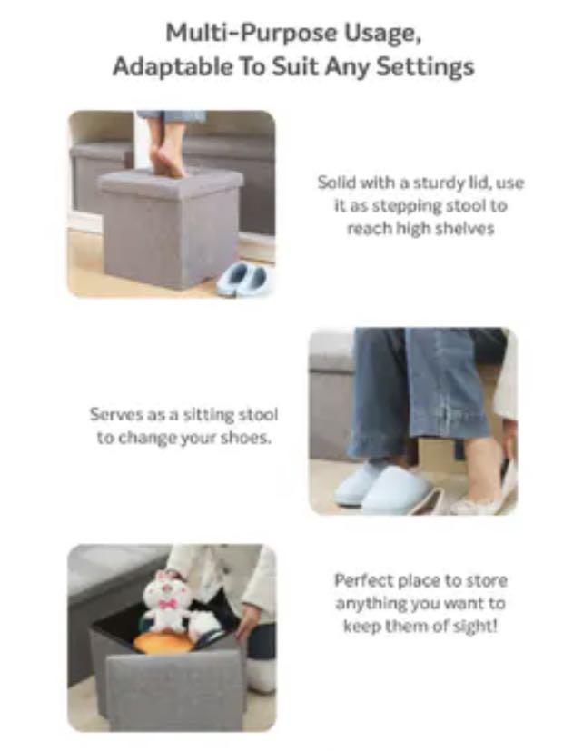 Multifunction Fabric Storage Stool, Furniture & Home Living, Home ...