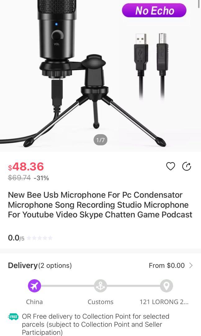 New Bee USB Microphone PC Condenser, Audio, Microphones on Carousell