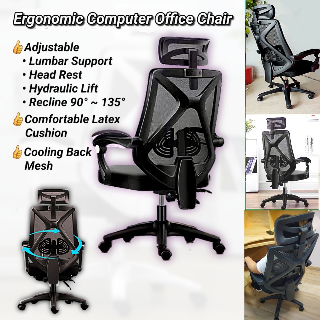 Posture Support Gaming/Office/Home Computer Chair with Height, Headrest ...