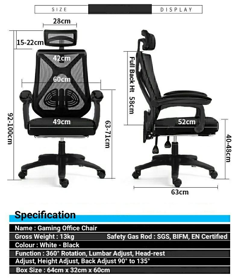 Posture Support Gaming/Office/Home Computer Chair with Height, Headrest ...