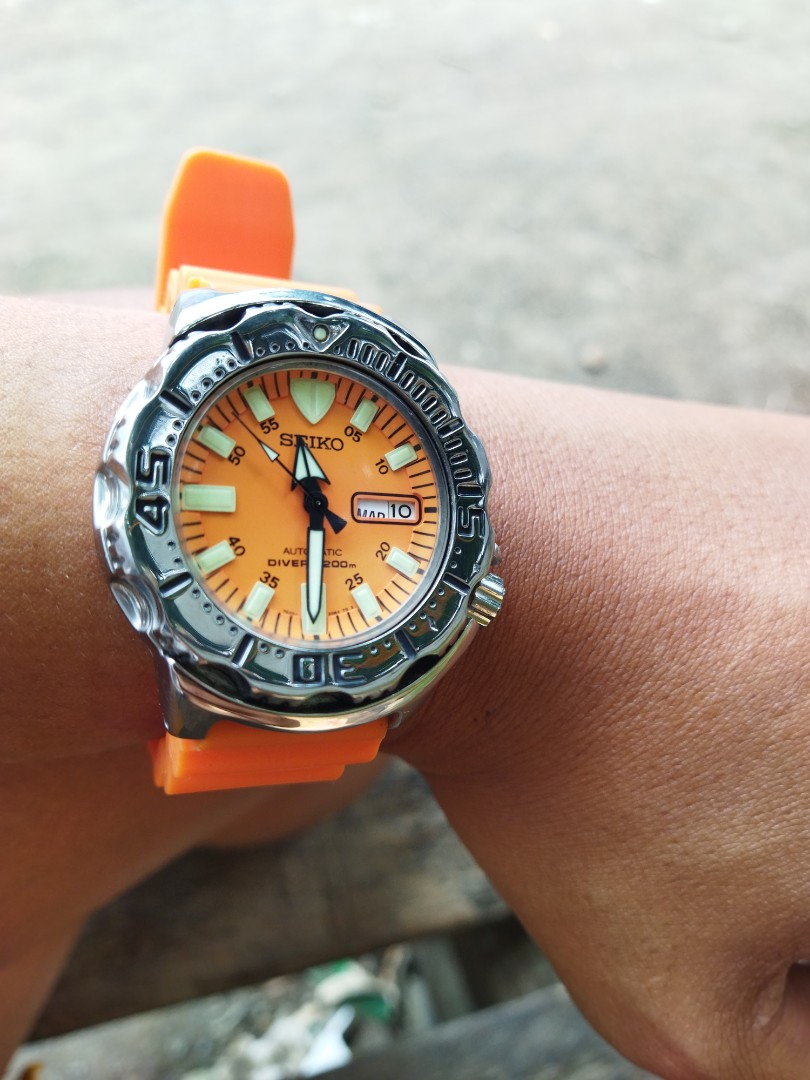 Seiko Monster Orange Dial., Men's Fashion, Watches & Accessories ...
