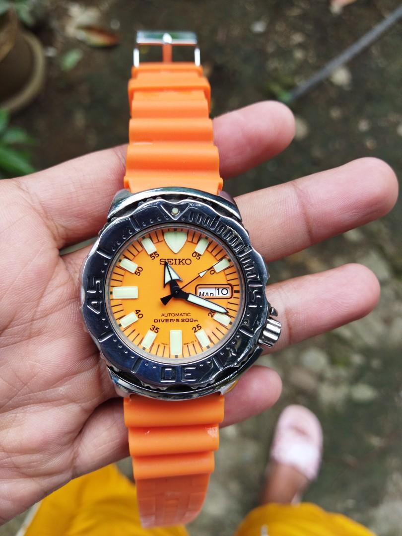 Seiko Monster Orange Dial., Men's Fashion, Watches & Accessories ...
