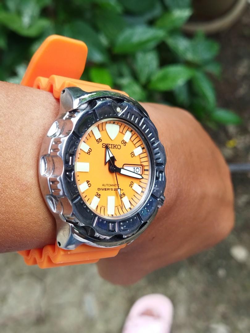 Seiko Monster Orange Dial., Men's Fashion, Watches & Accessories ...