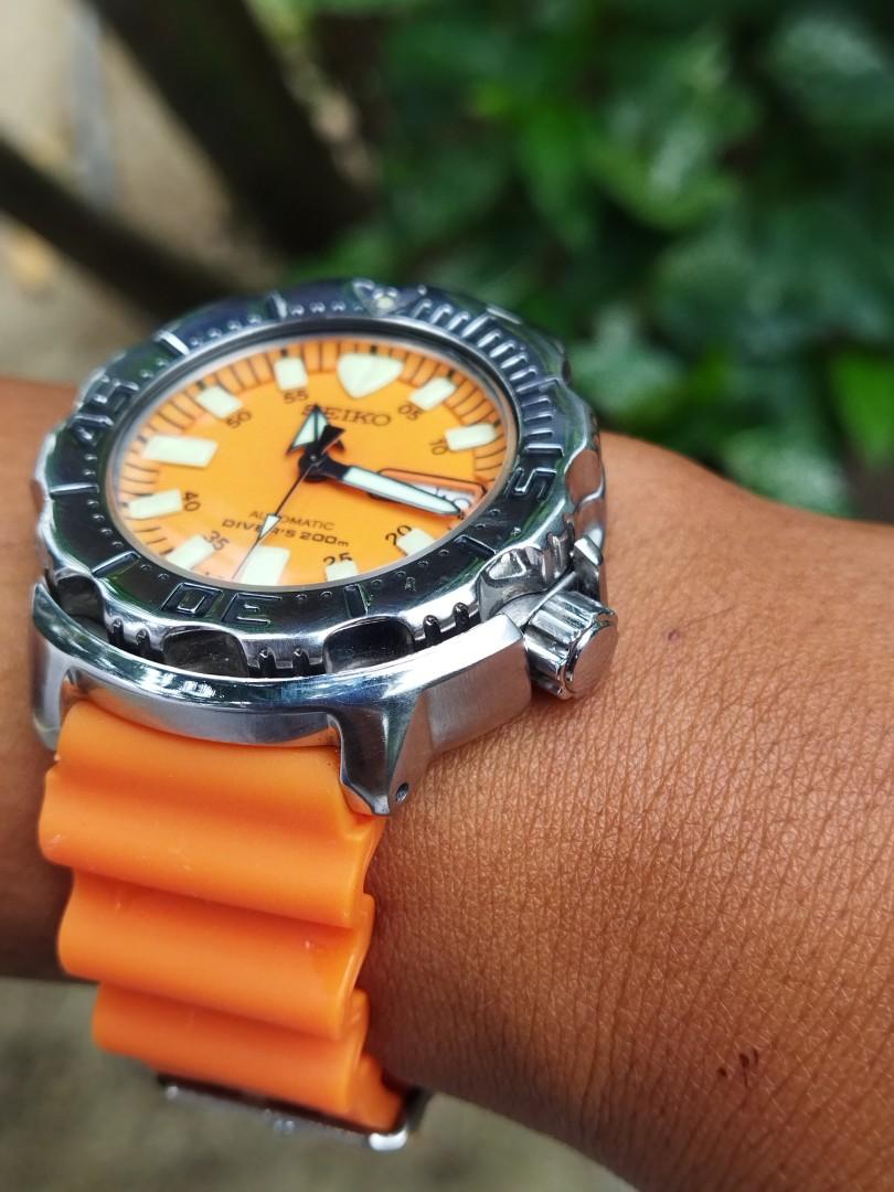 Seiko Monster Orange Dial., Men's Fashion, Watches & Accessories ...