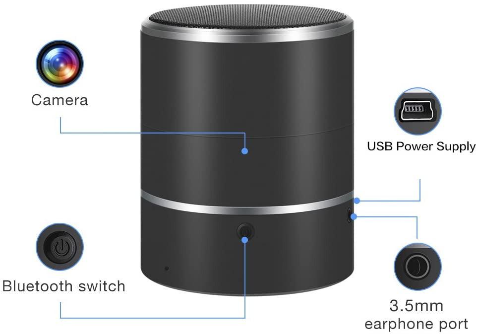 WIFI Hidden Camera Bluetooth Speaker 1080P Spy Camera with 180°Rotate ...