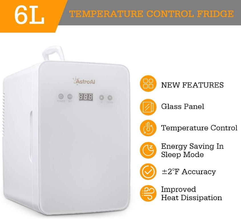 AstroAI Mini Fridge 6 Litre/8 Can Skincare Fridge - with Temperature Control - AC/12V DC ...