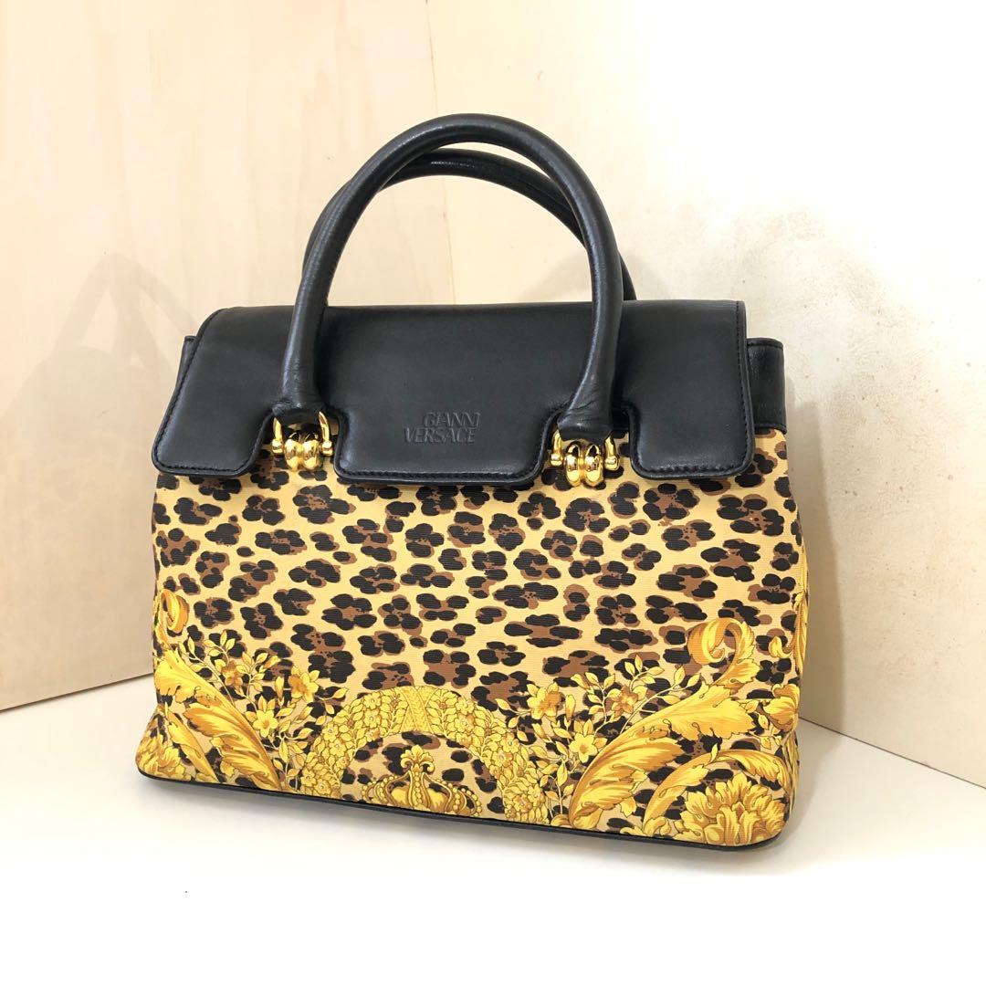 Auth Gianni versace leopard vintage tote bag, Women's Fashion, Bags ...