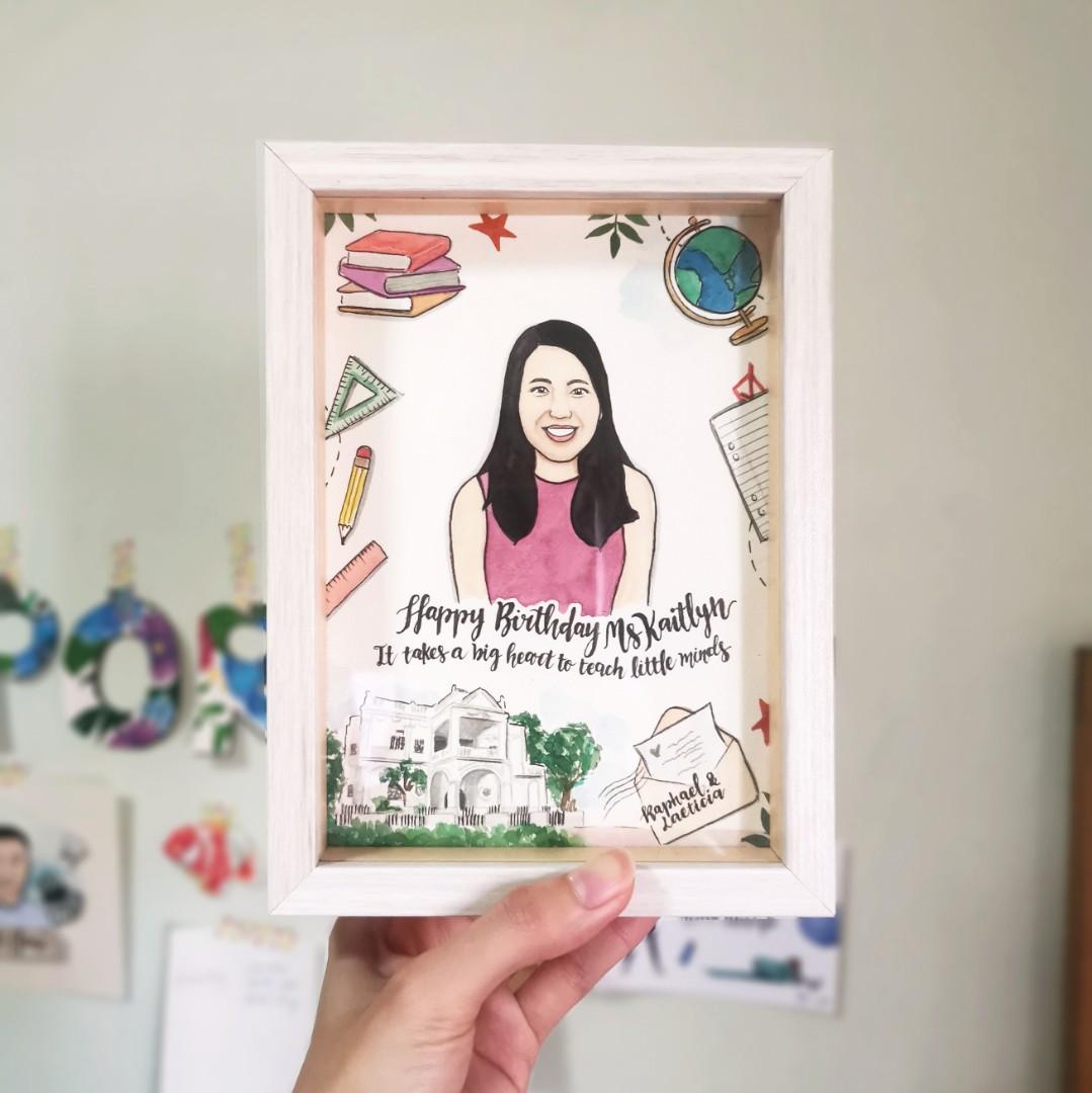 Custom Portrait Drawing for Teacher | Appreciation Teacher's Day Gift ...