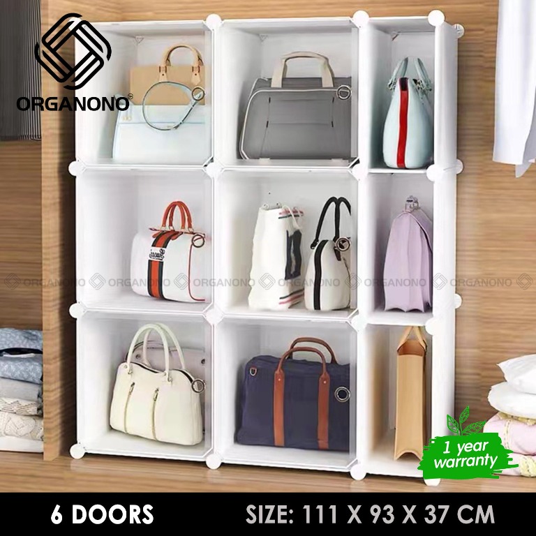 DIY 6 Doors Multipurpose Shelve Rack Cabinet Bag Storage Display ...