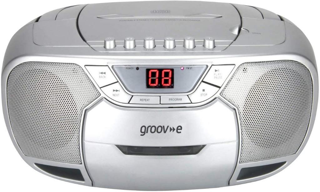 Groov-e Classic Boombox Portable CD Player with Cassette & Radio ...