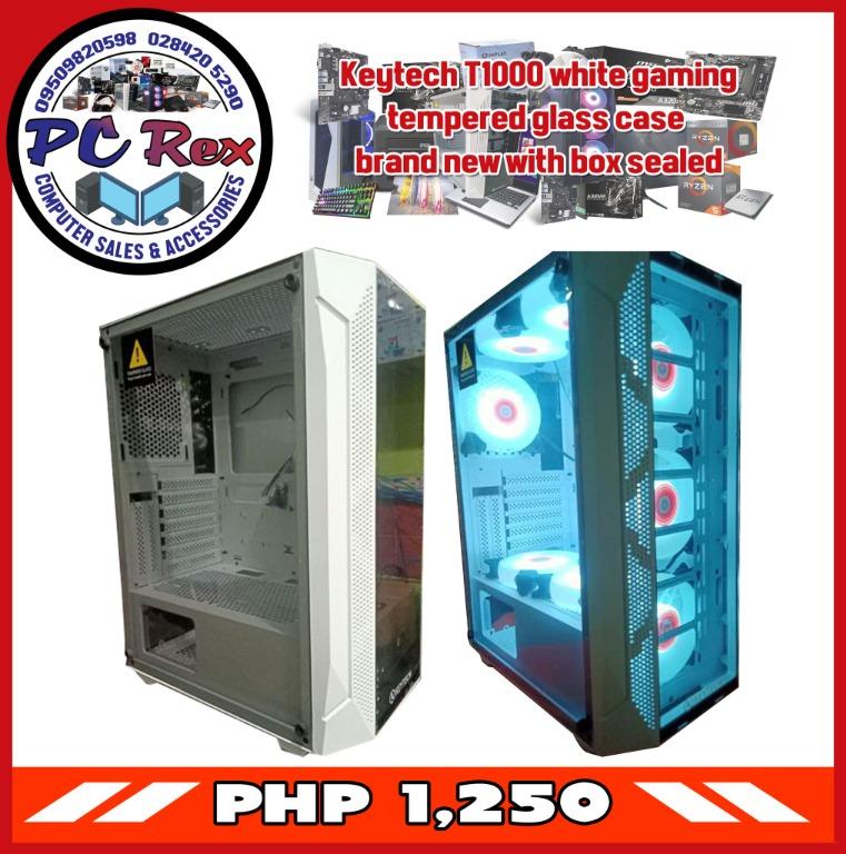 Keytech T1000 white gaming tempered glass case 1250 only brand new with ...