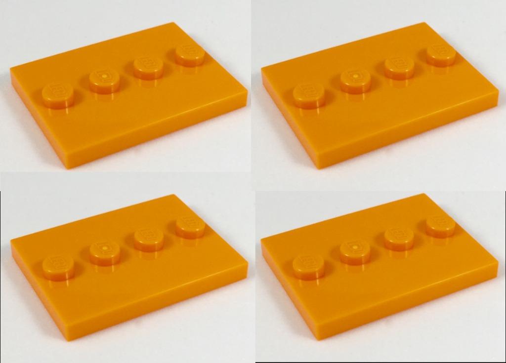 LEGO ORANGE BASEPLATE TILE 3X4 4 STUDS MINIFIGURES MINIFIG STAND BASE ...