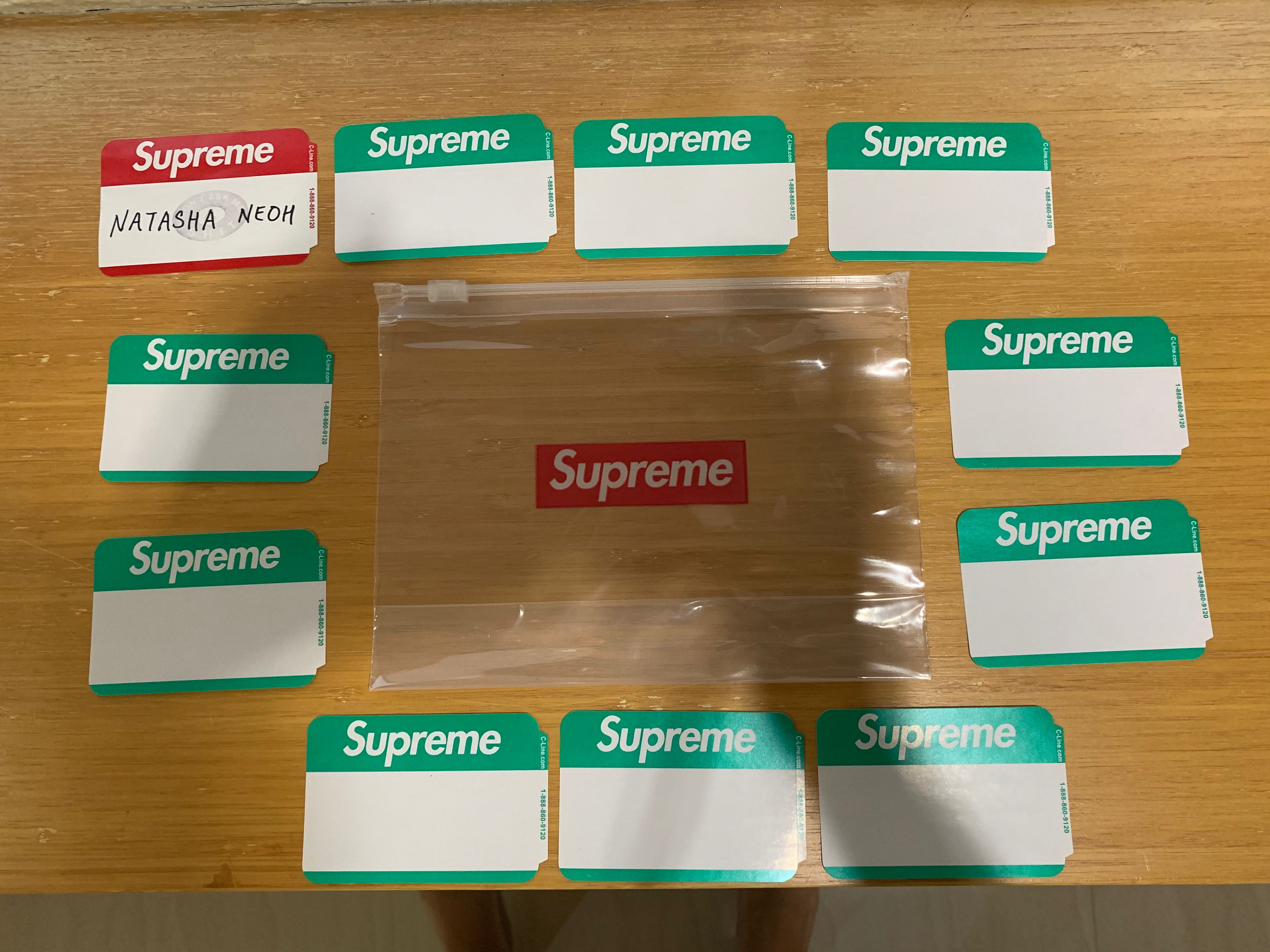 Supreme Name Badge Stickers & Ziploc Bag combo, Luxury, Accessories on ...