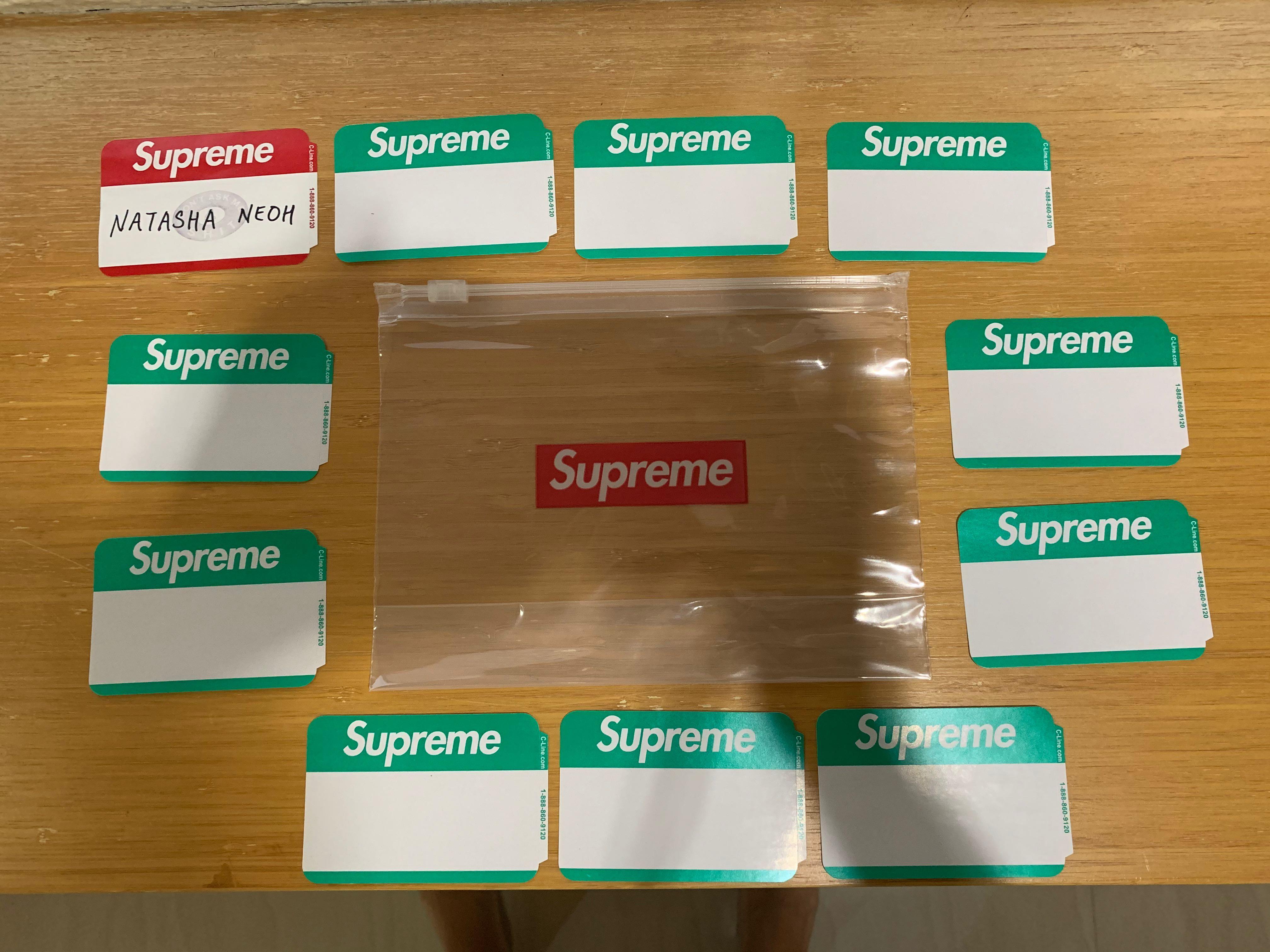 Supreme Name Badge Stickers & Ziploc Bag combo, Luxury, Accessories on ...