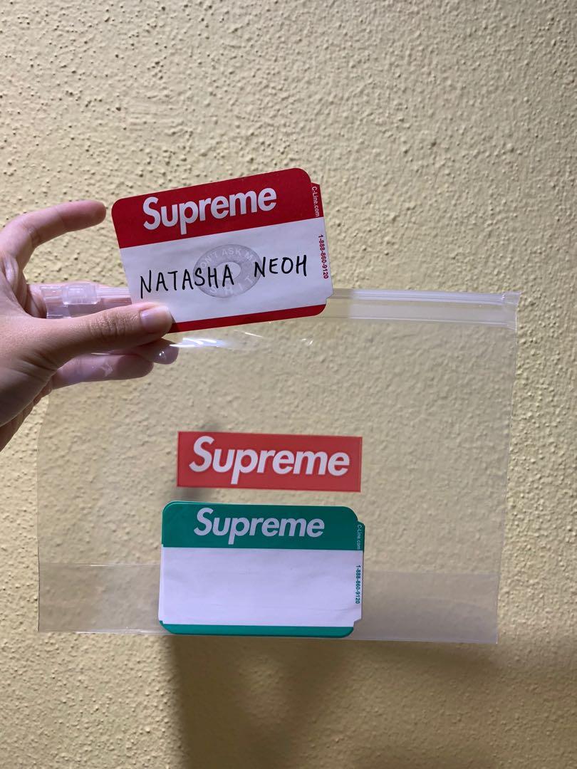 Supreme Name Badge Stickers & Ziploc Bag combo, Luxury, Accessories on ...