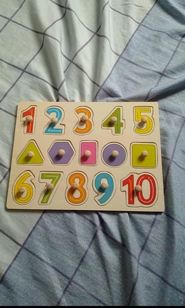 Wooden peg numbers/shapes educational montessori learning, Babies ...