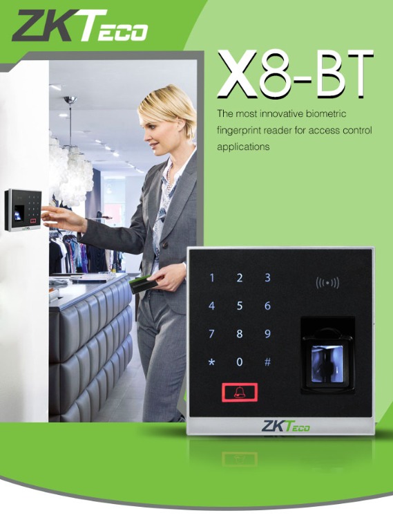 ZKTeco X8-BT Biometric Fingerprint Reader for Access Control with Bluetooth, Furniture & Home ...