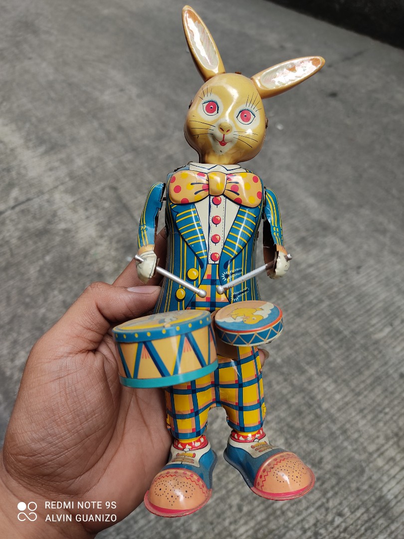 1950s Tin Toy Wind up Japan Rabbit Bunny Drummer, Hobbies & Toys ...