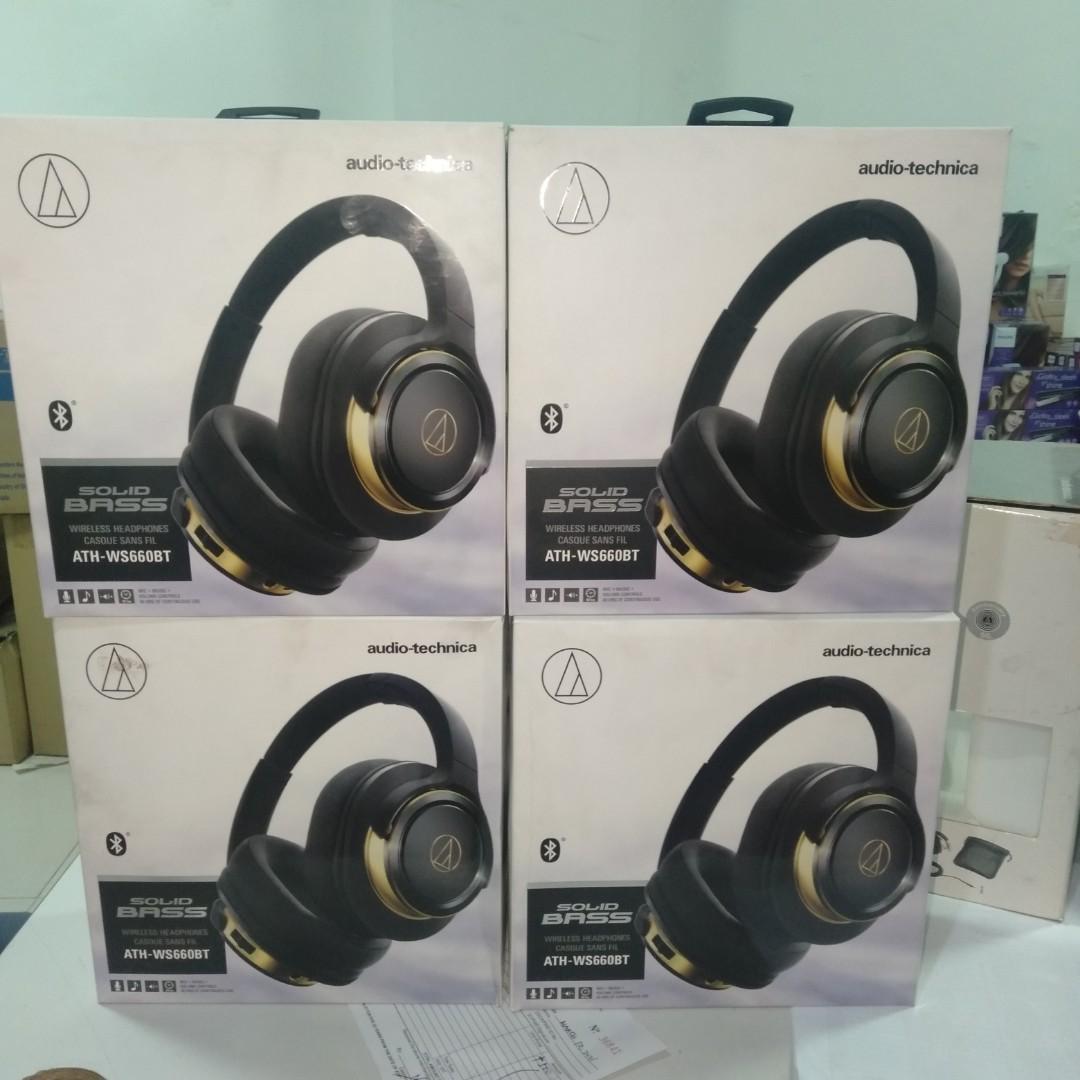 Audio-Technica ATH-WS660BTGBL Solid Bass Bluetooth Wireless Over-Ear Headphones with Built-In ...