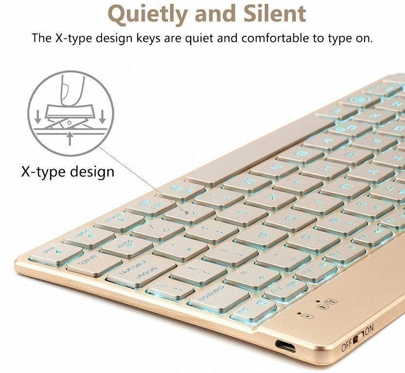 Bluetooth Keyboard, KVAGO Backlit Wireless Keyboard with QWERTY UK ...