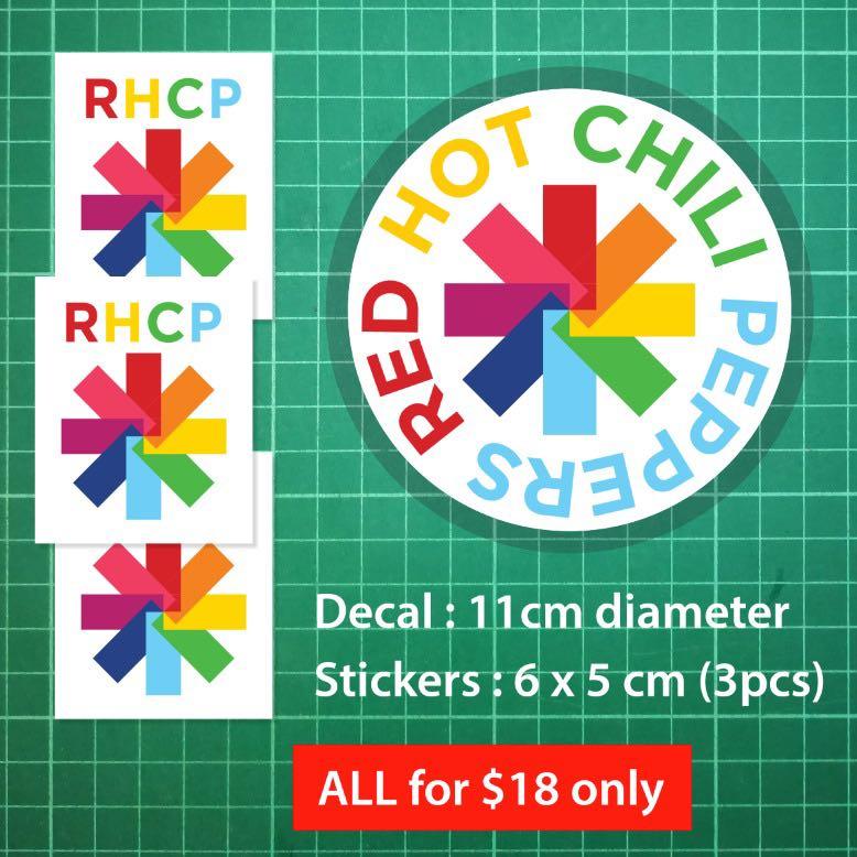 Car Decal and 3 Waterproof Stickers combo for RHCP ( Red Hot Chili ...