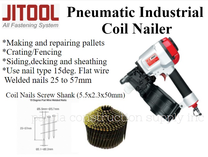 JITOOL Pneu. Coil Nailer JN55C, Commercial & Industrial, Construction & Building Materials on ...