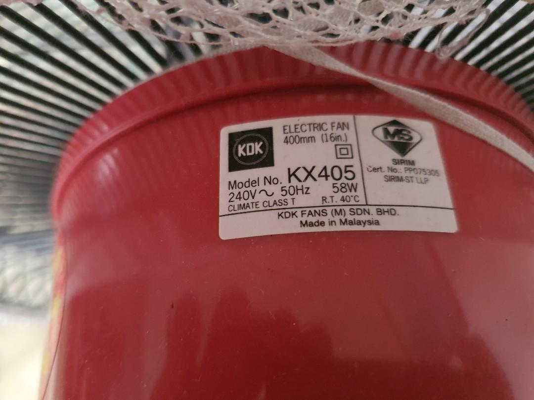 KDK KX405 Standing Fan 16" red and grey, Furniture & Home Living ...