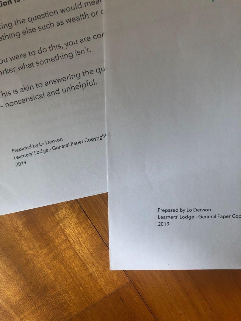 Learner’s Lodge General Paper (GP) Sample Essay 2019, Hobbies & Toys ...