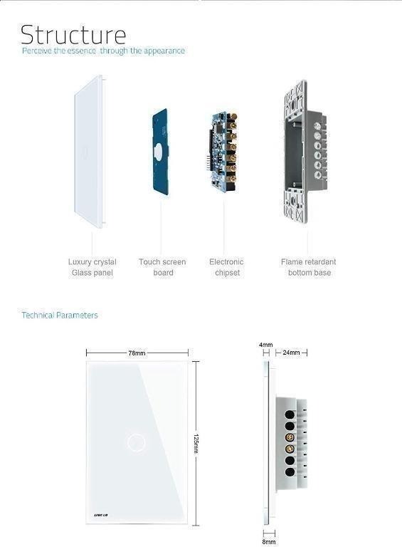 LIVOLO Light Switch, Tempered Glass Panel Touch Light Switch 1 Gang 1 ...