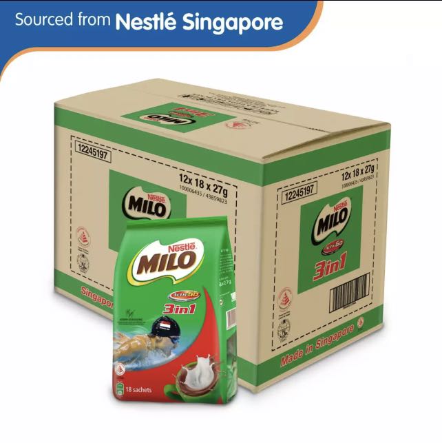Milo 3-in-1 carton, Food & Drinks, Packaged & Instant Food on Carousell