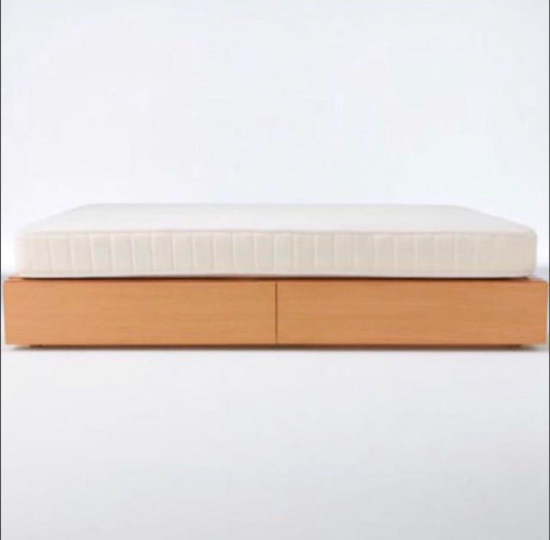Muji Storage Bed Queen Oak, Furniture & Home Living, Furniture, Bed ...