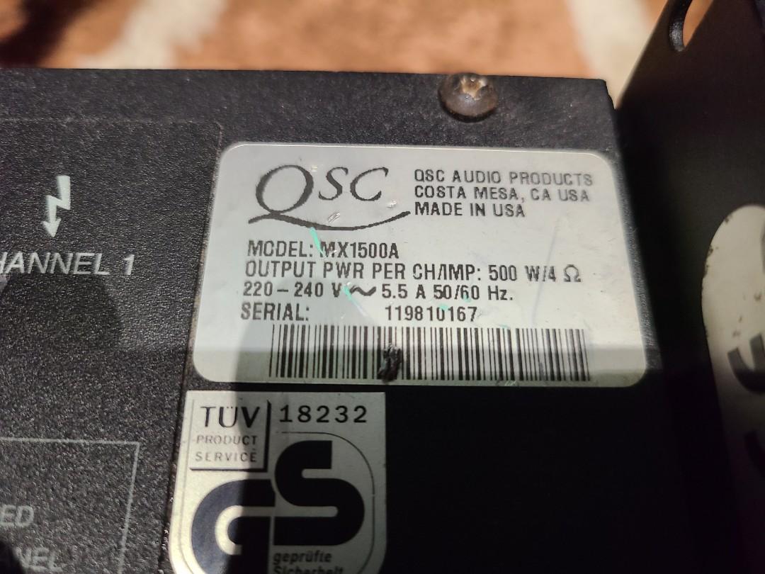 Qsc MX 1500A power amplifier made in USA, Audio, Other Audio Equipment ...
