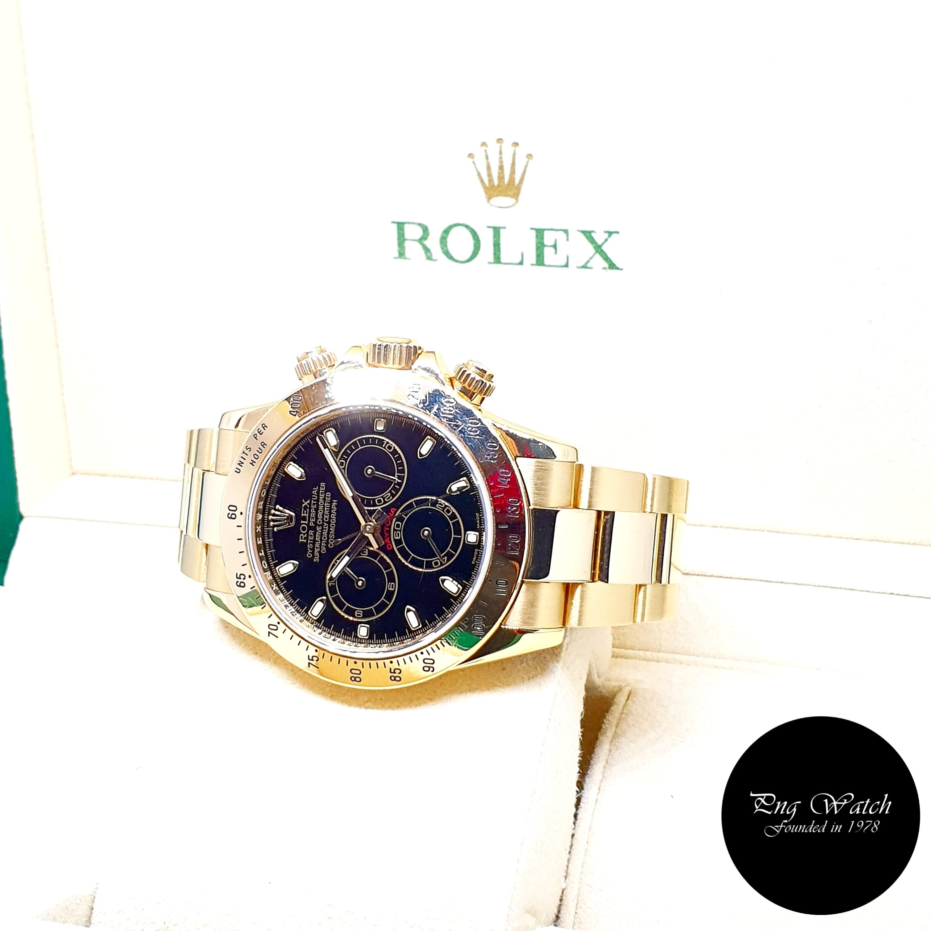 (NOT AVAILABLE) Rolex Oyster Perpetual 18K Yellow Gold Black Indexes ...