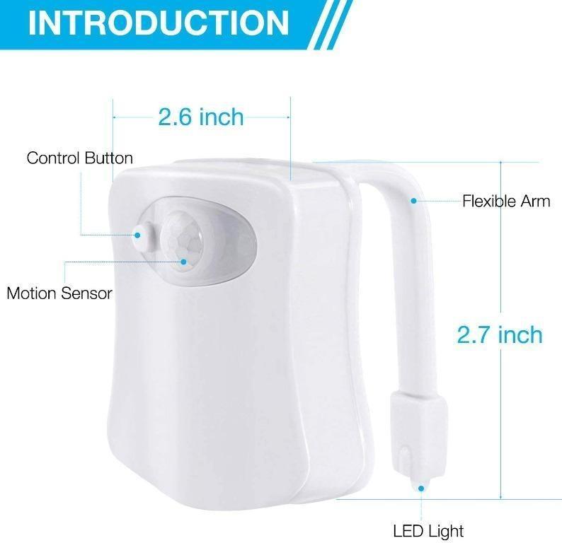 WEBSUN Toilet Night Light Motion Activated 16 Color Changing Led Toilet ...