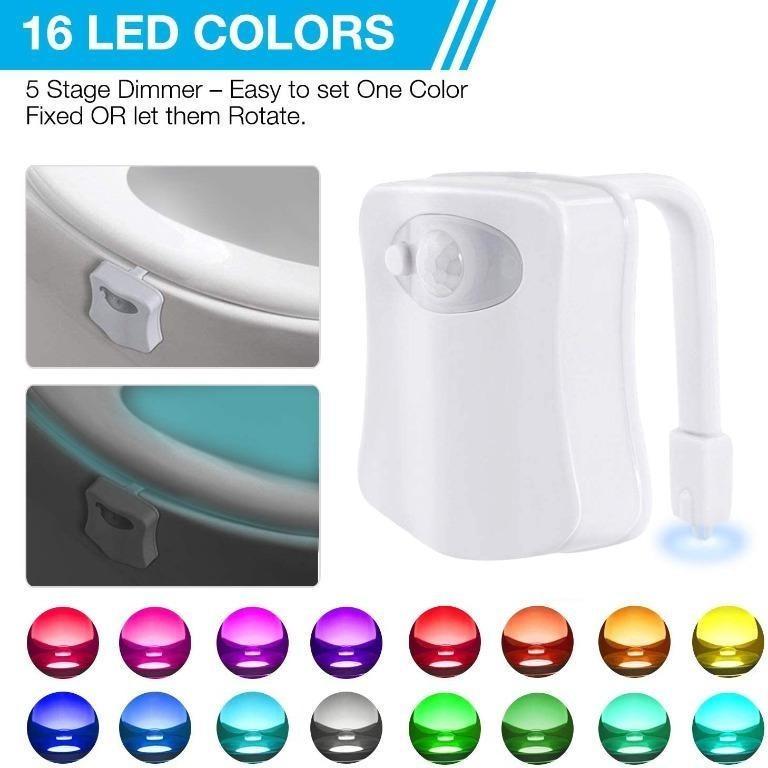 WEBSUN Toilet Night Light Motion Activated 16 Color Changing Led Toilet ...