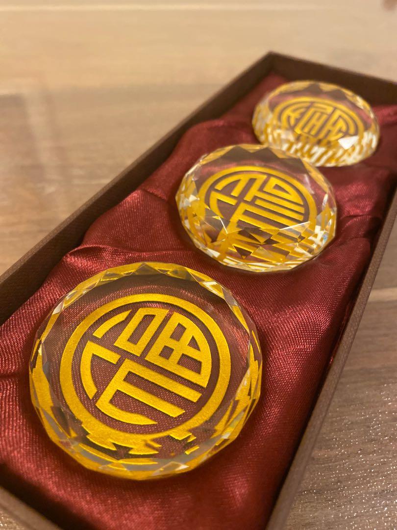福祿壽 （全新）水晶紙鎮 Paperweight 連原裝禮盒, 興趣及遊戲, 手作＆自家設計, 其他 - Carousell