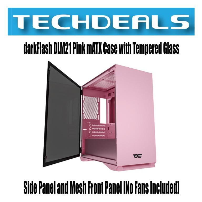 darkFlash DLM21 Pink mATX Case with Tempered Glass Side Panel and Mesh ...