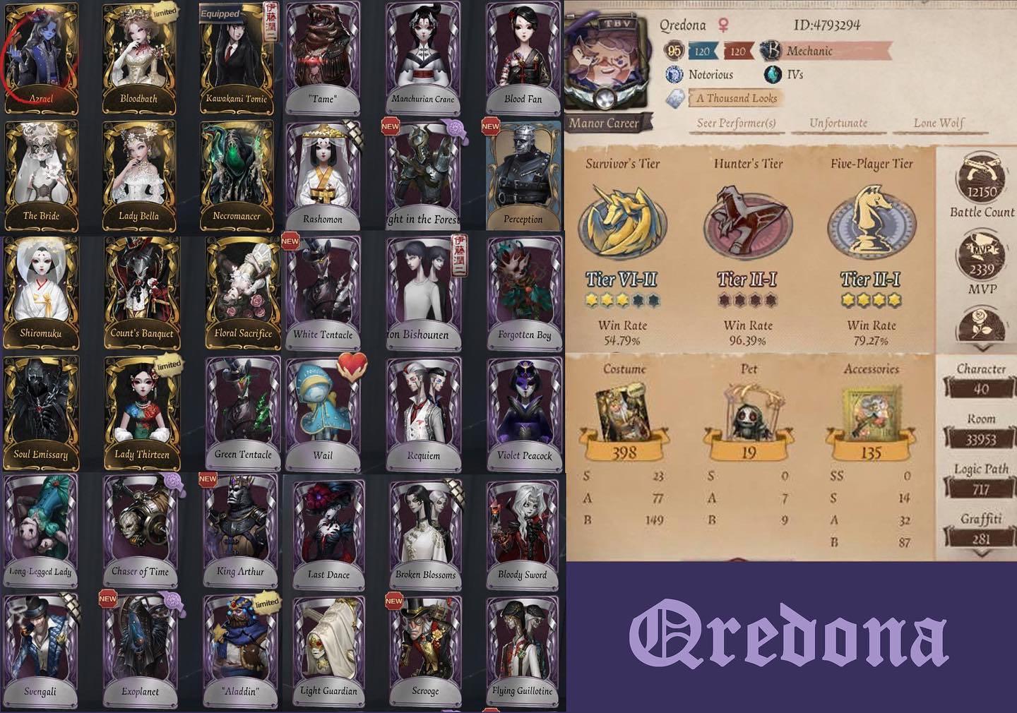 Identity V IOS Asia Whale Account 33 S Skins * UPDATE : + Breaking ...
