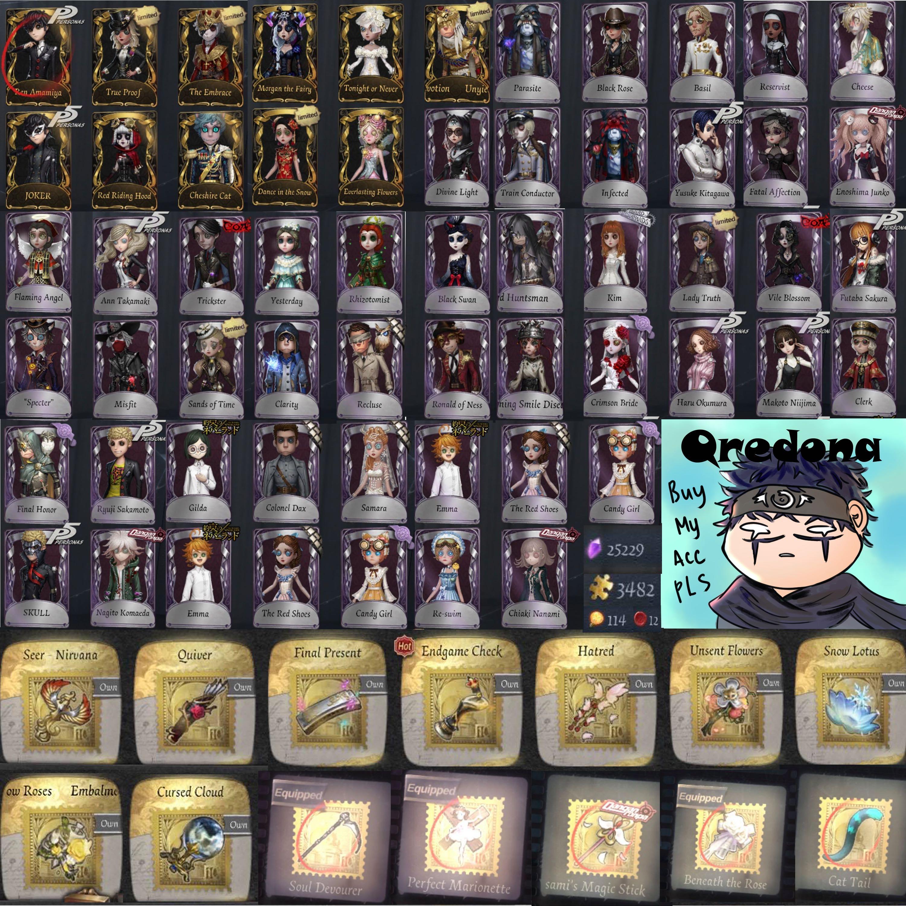 Identity V IOS Asia Whale Account 33 S Skins * UPDATE : + Breaking ...