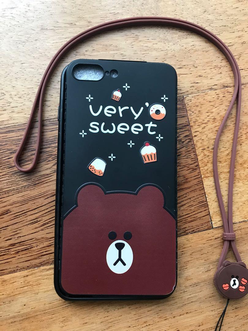IP 7plus black brown bear full protect case set, Mobile Phones ...