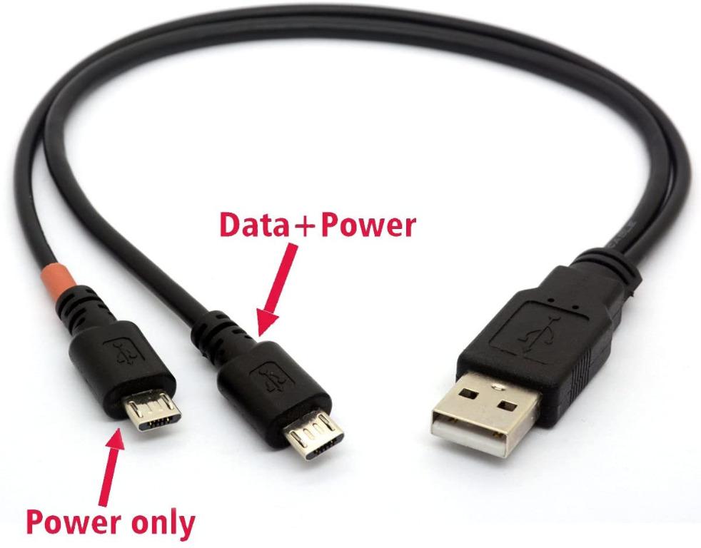Micro USB Cable Y Splitter USB 2.0 A to Dual Micro B Power Enhancer Hub ...