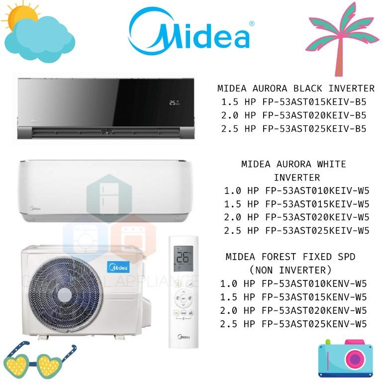 Midea Wall Mount White, Black, Non-Inverter, TV & Home Appliances, Air ...